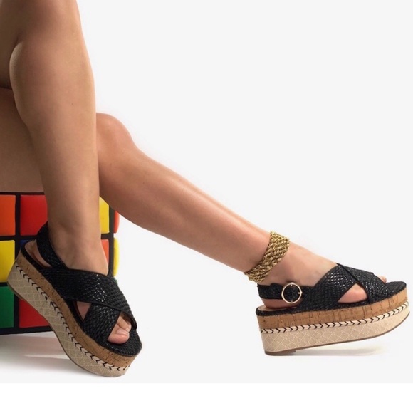 Zara | Shoes | Zara Trafaluc Womens Black Braided Platformsandals ...